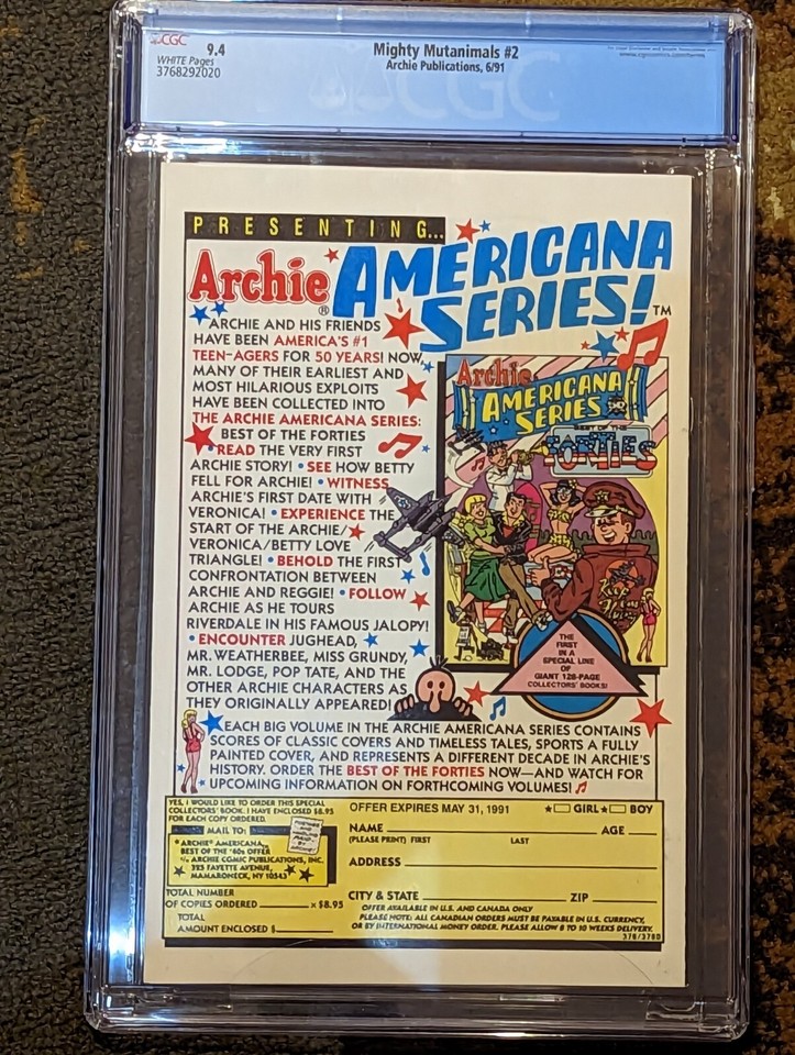 MIGHTY MUTANIMALS #2 CGC 9.4 1991 Archie TMNT Teenage Mutant Ninja ...