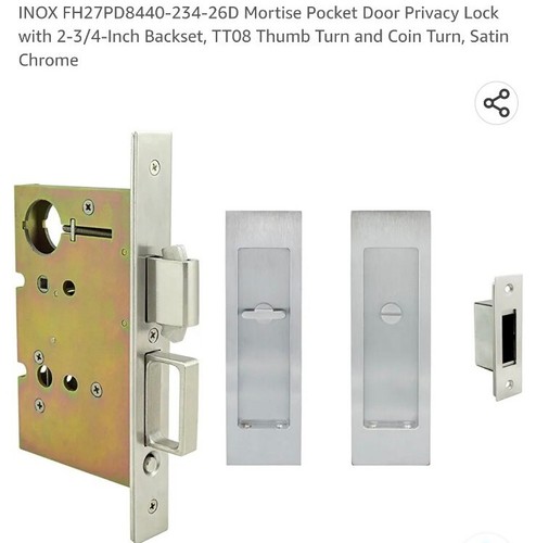 INOX FH27PD8440-234-26D Mortise Pocket Door Privacy Lock SATIN CHTOME ...