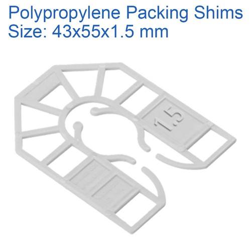 1.5mm WHITE 43mm x 55mm PLASTIC PACKERS U SHIMS PAILS POLYPROPYLENE ...