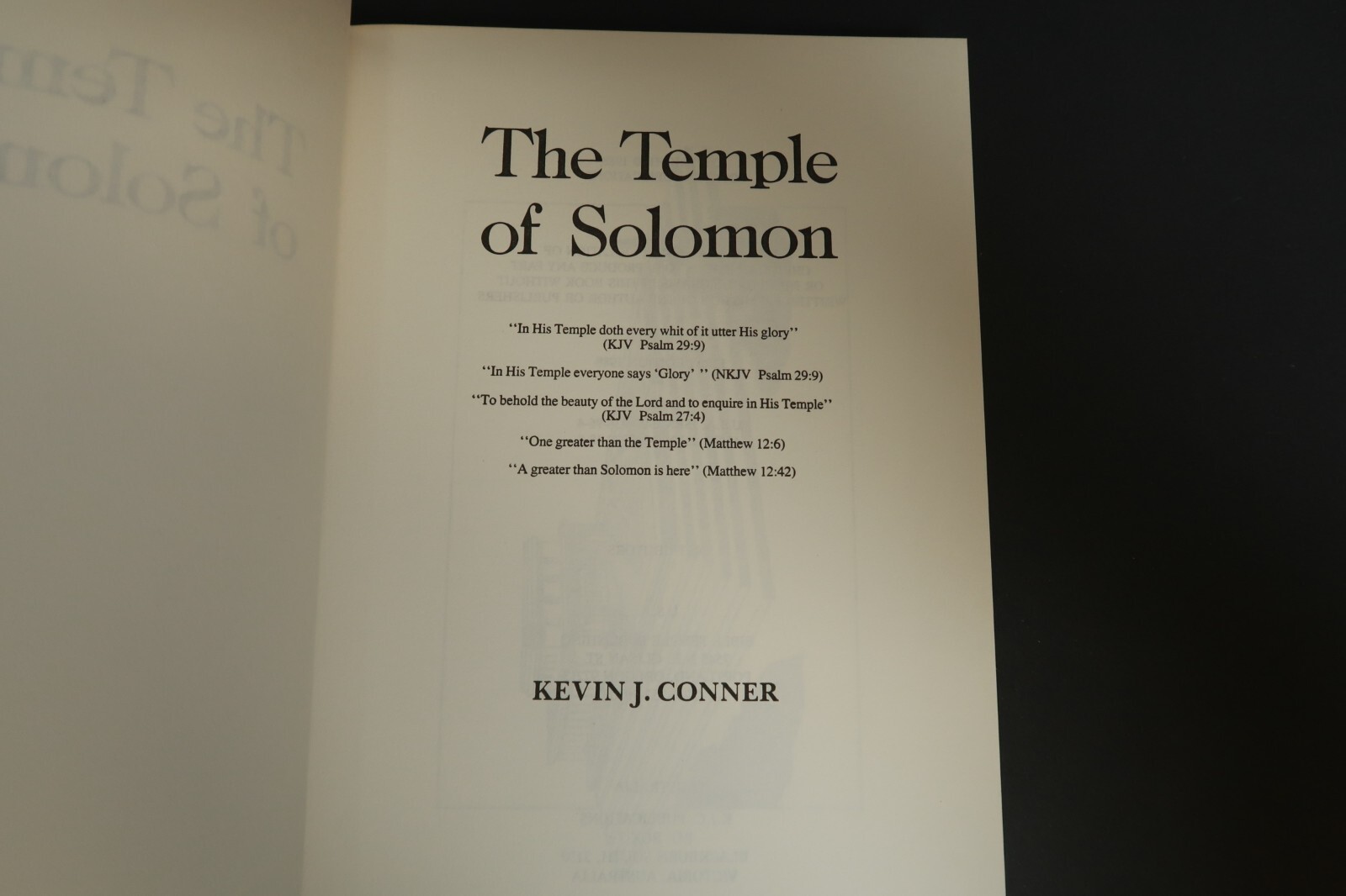 The Temple of Solomon Kevin J. Conner Softcover Book 1988 First Edition ...
