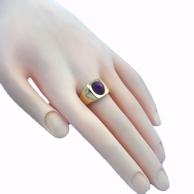 Star Ruby Diamond Men's Ring 18k Yellow Gold Size 9.5 | eBay