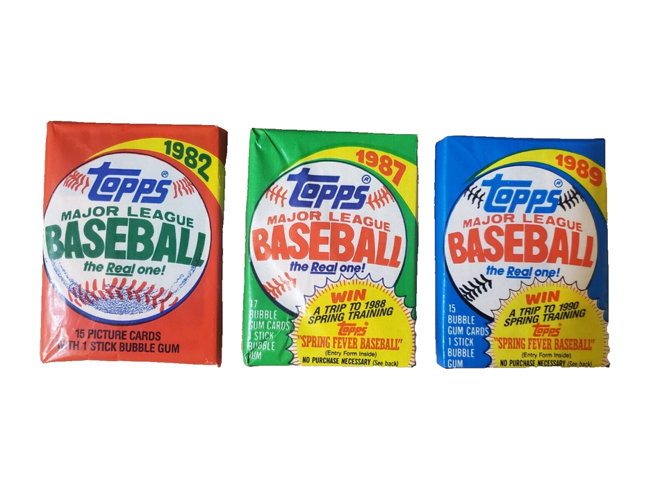 Lot of 8 Topps Baseball Wax Packs / 1981 1982 1983 1984 1985 1987 1988 ...