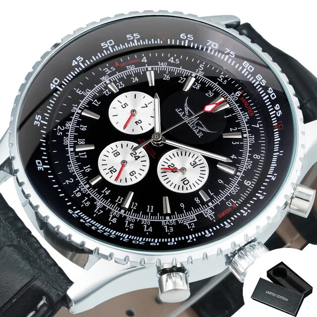 JARAGAR Pilot Automatic Watch for Men Military Multifunction Sub-Dials ...