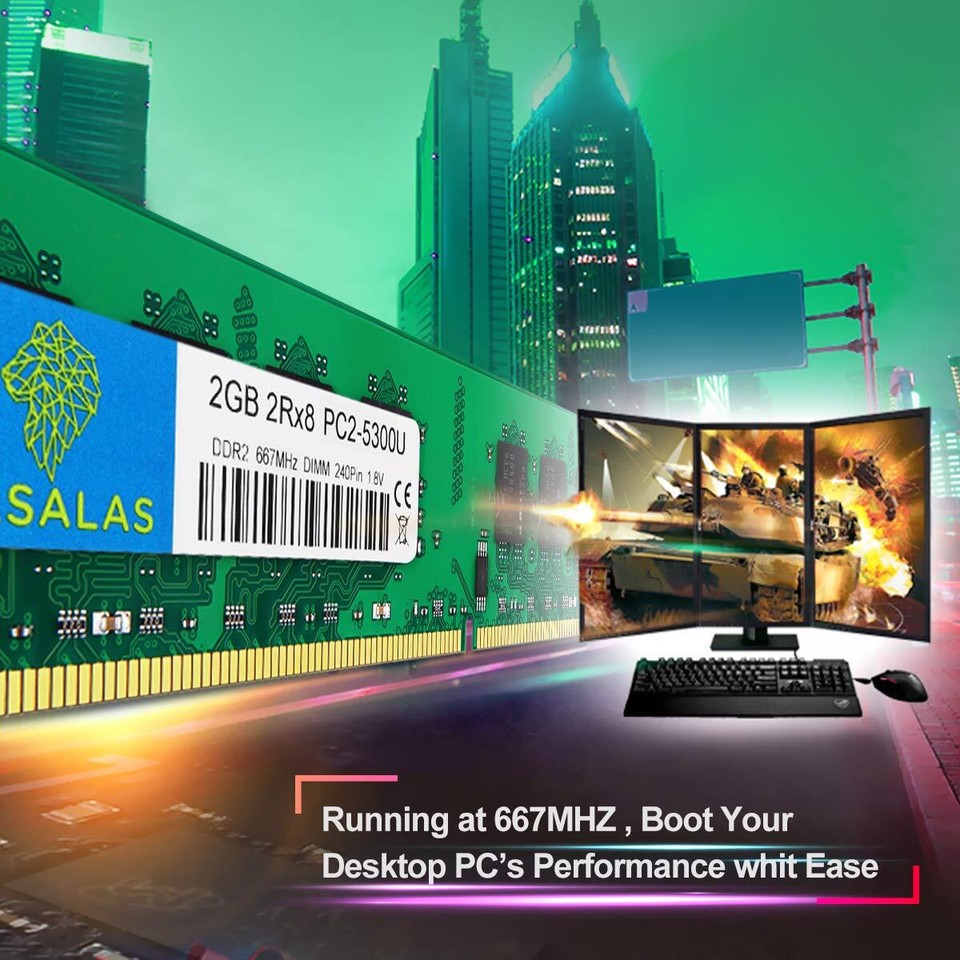 DDR2 800 PC2-6400 DDR2 4GB Kit 2x2GB DDR2-800 Udimm Ram Desktop PC2 ...