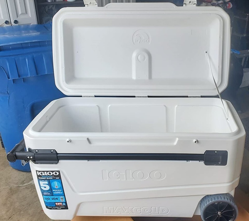 Large 110 qt Rolling Drinks Cooler Portable Ice Box Chiller for Beach ...