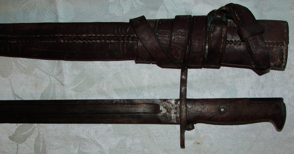 1908 SPRINGFIELD ARMORY WWI U.S. ARMY M1905 BAYONET & LEATHER SHEATH ...