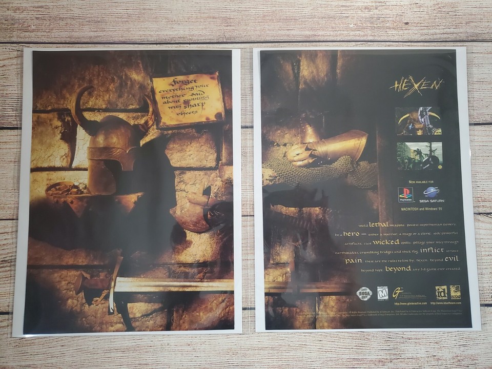 Hexen Playstation 1 PS1 PC Nintendo 64 Sega Saturn 1995 Promo Ad Print ...