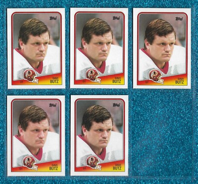 NM-MINT OR BETTER (5) CARD LOT 1988 TOPPS #18 DAVE BUTZ REDSKINS PURDUE ...