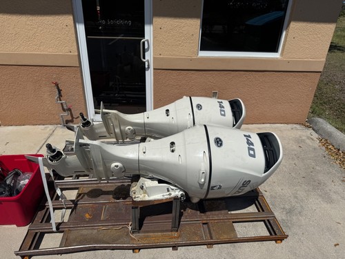 Pair 2019 Suzuki DF140 140 hp 4-Stroke 25" Outboard Boat Motors Engines ...