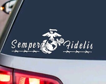 MARINE CORPS SEMPER FIDELIS DECAL - USMC Military Sticker - Car Truck ...