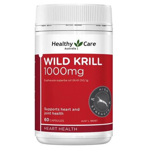 Healthy Care Wild Krill Oil 1000mg 60 Capsules Promotes Heart and Joint ...