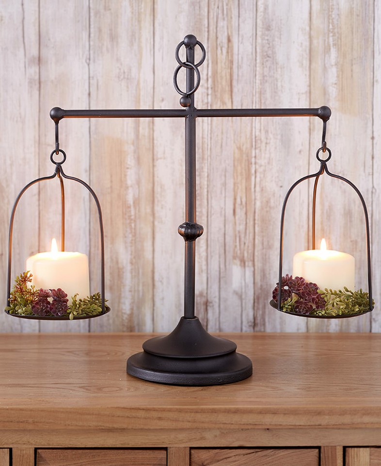 Decorative Antique Metal Farmhouse Scale Candle Holder Country Home ...