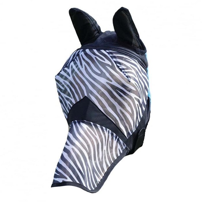New Fine Mesh Zebra Print Fly Mask Ears & Nose Full Face, UV Protection ...