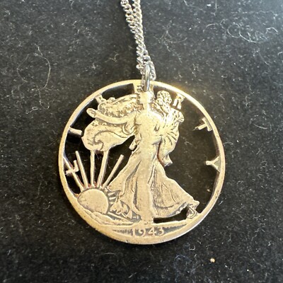 Vintage 1943 Walking Liberty Silver Half Dollar Cut Out Coin Pendant | eBay
