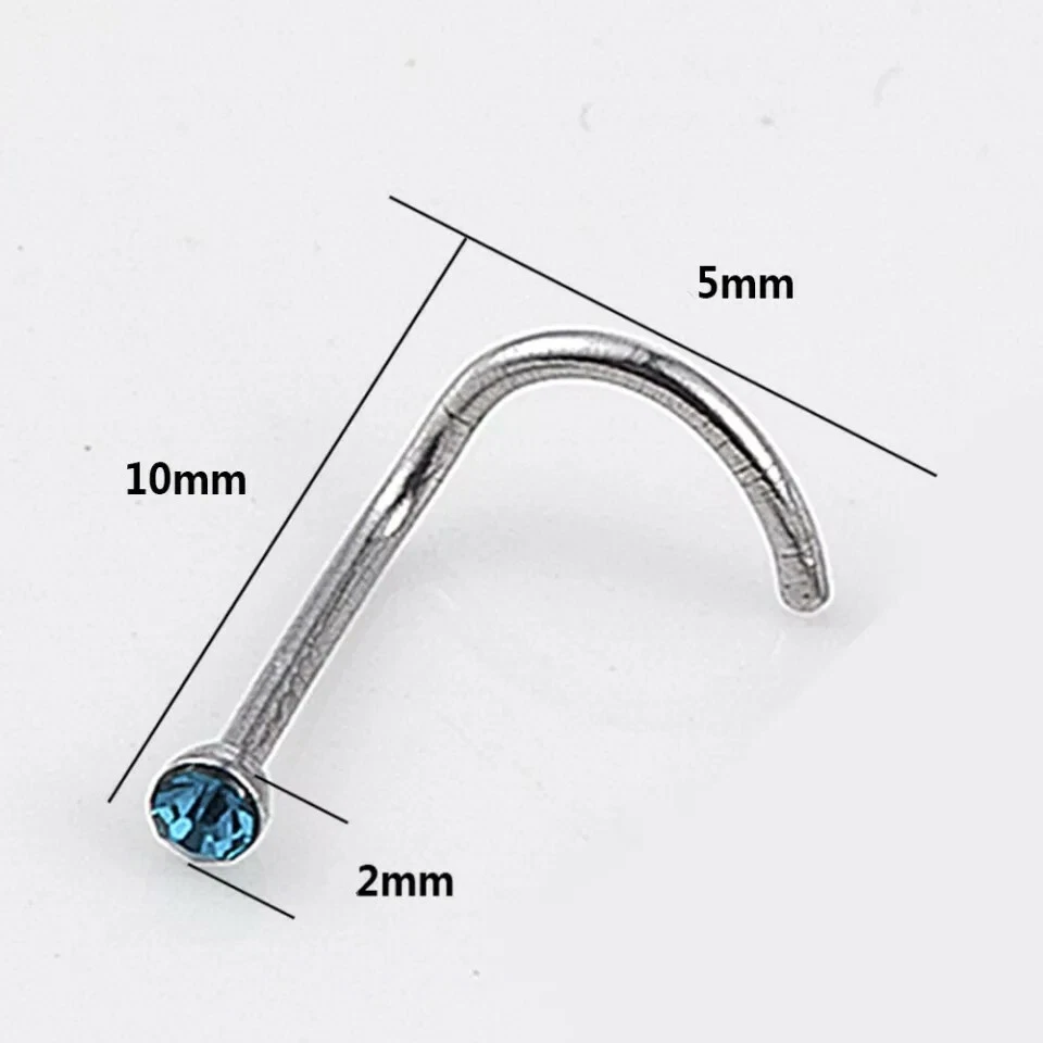 Buy X1 20 Gauge Titanium 2mm Zirconia Crystal Nose Stud L, 43% OFF