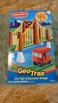 Fisher Price GeoTrax Rail & Road System Sky High Suspension Bridge READ ...
