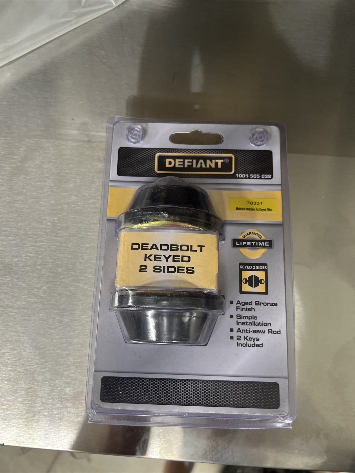 DEFIANT DEADBOLT - Keyed 2 Sides - Double Cylinder - Aged Bronze - 1001 ...