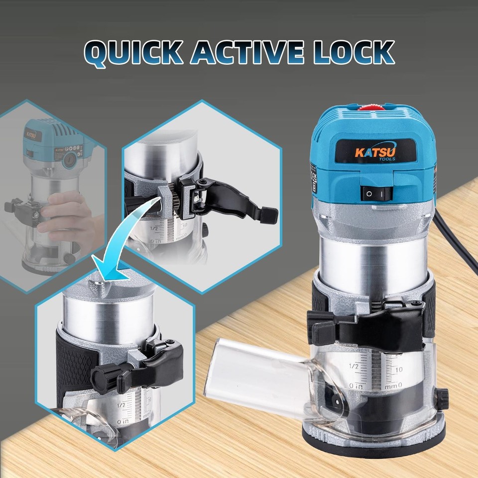 KATSU Electric Wood Router Trimmer 710W 220V Tool for Woodworking UK ...