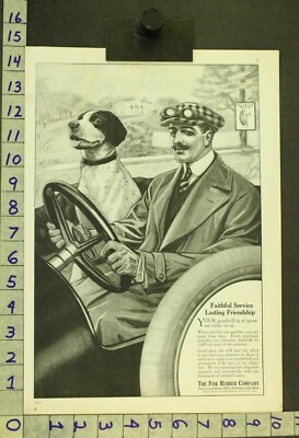 1914 DOG ADVERT AUTO TIRE FISK RUBBER MECHANIC CHICOPEE FALL MASS ART ...