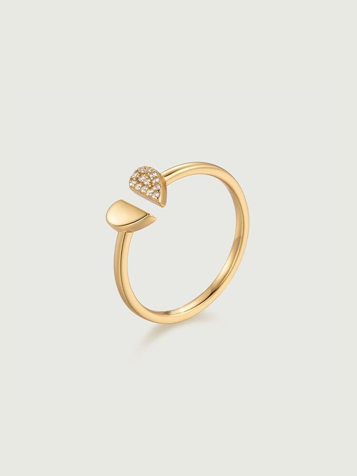 Lab-Grown Diamond Two Half Heart Anniversary Open Women Ring In 10K ...