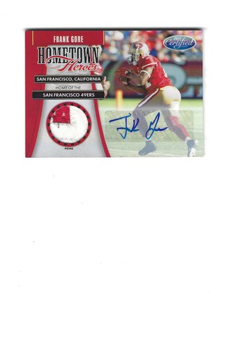 2011 Certified Hometown Heroes Frank Gore Autograph GW-Jersey 1/5 49ers ...