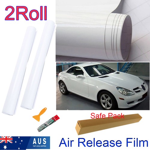 2x Gloss White Car Vinyl Wrap Film Roll Air Release Sticker Quality 1 ...