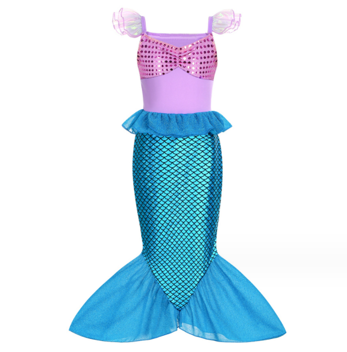 Kids Girls Mermaid Lovely Costume Cosply Princess Halloween Birthday ...