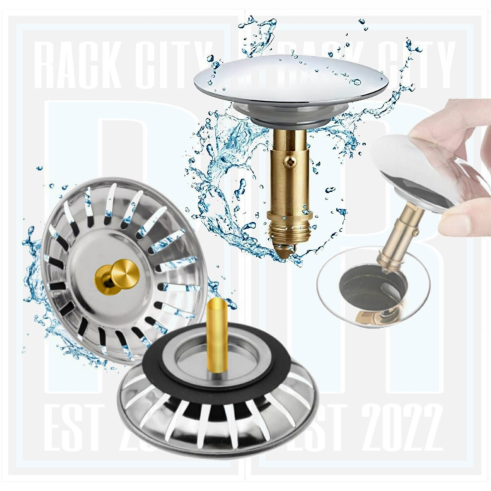 Chrome Easy Pop Up Basin Waste Bathroom Sink Push Button Click Clack ...