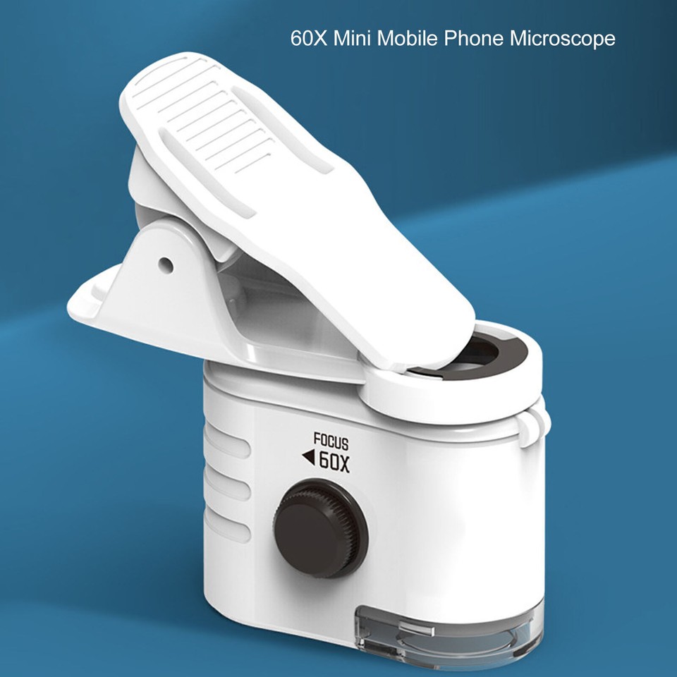 Mini Mobile Phone Microscope 60X Zoom Microscope Magnifying Glass LED ...