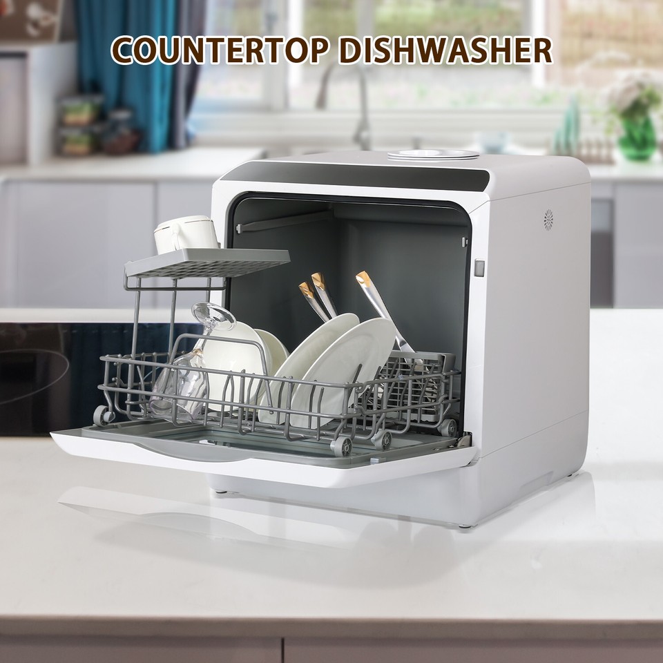 5L Mini Dishwasher 6-Program Table Top Freestanding Dish Cleaner LED ...