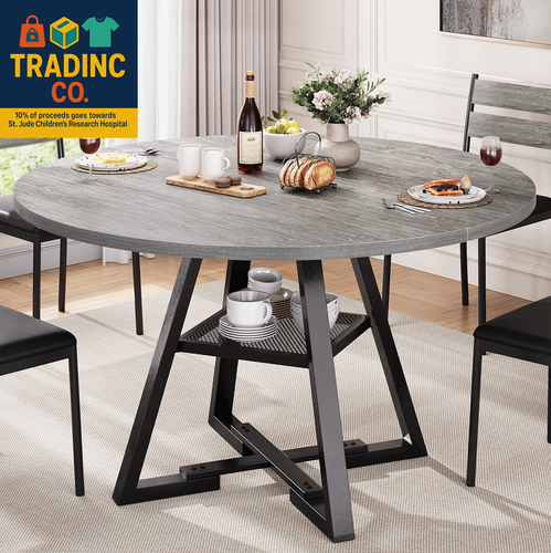 Round Dining Table for 4,Kitchen Dining Room Circle Dinner Pedestal ...