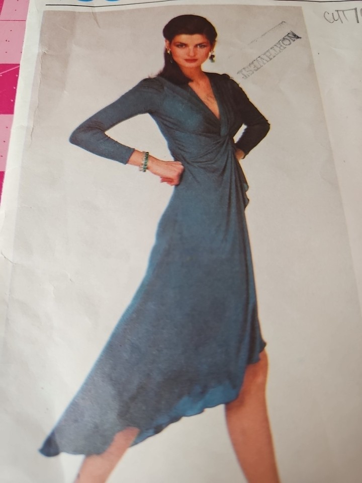 Vintage 70s Vogue 2218 Pattern SCOTT BARRIE Wrap Knit Dress Ruffle Size ...