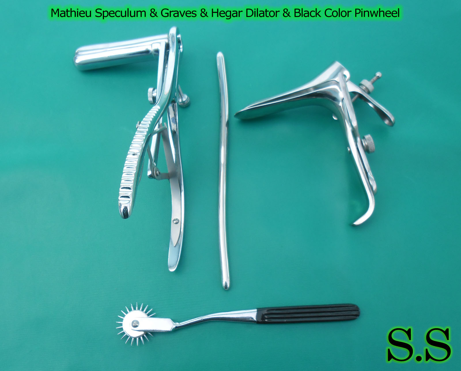Mathieu Speculum Hegar Dilator Black Pinwheel & Graves Speculum Large ...