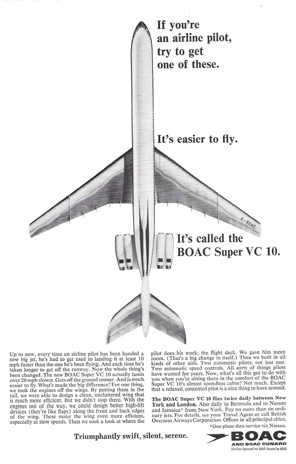 1965 BOAC VC-10 Jet Airplane Vintage Print Ad Air Travel Ephemera | eBay