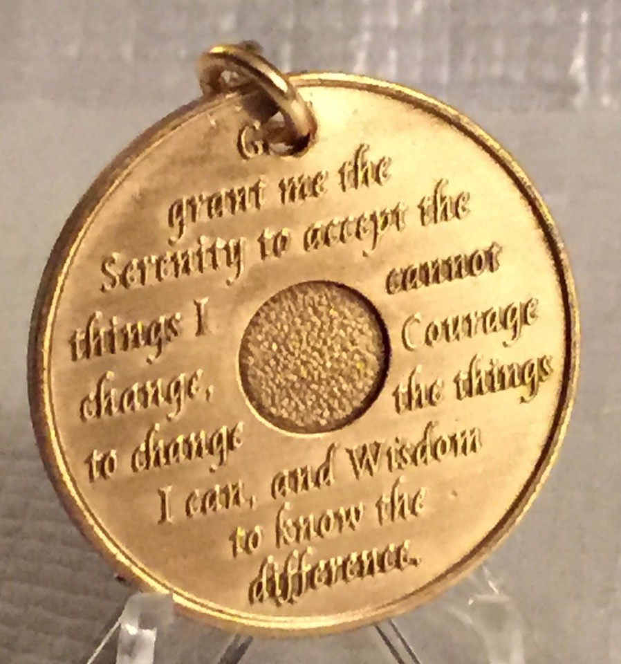 Alcoholics Anonymous Bronze AA Key Chain Recovery Medallion Keychain ...