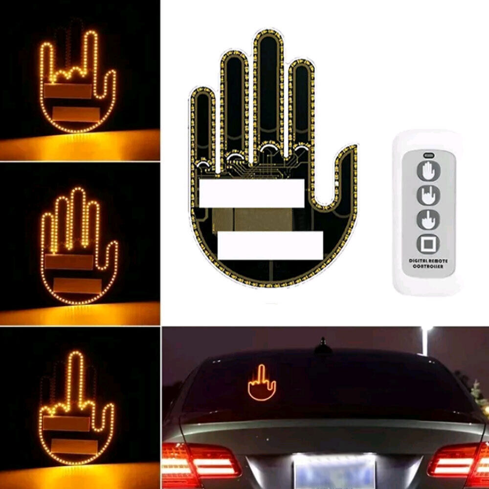 Universal Car Accessory Rear Window Light Middle Finger Gesture Light W ...
