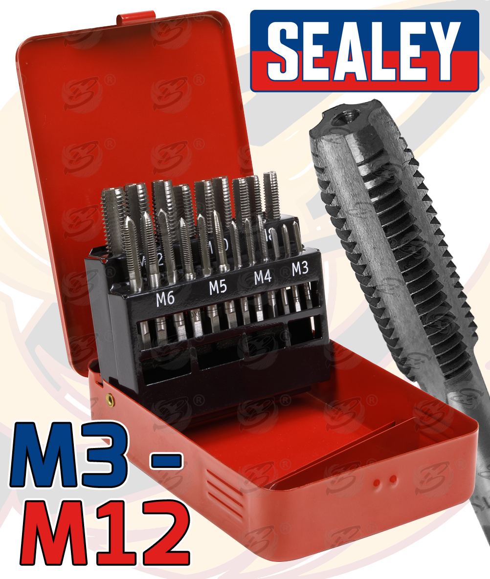 SEALEY Metric Tap Set 21pc M3 M4 M5 M6 M8 M10 M12 Taper Plug Thread ...