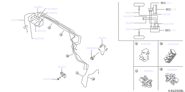 Genuine Nissan Tube ASSY Brake Front LH 462425RW3A / 46242-5rw3a OEM ...