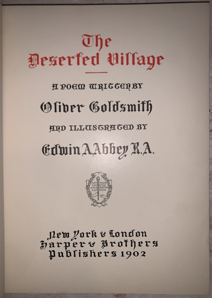 1902, 1st, Oliver Orafo, The Deserted Village, Illustrato By Edwin A ...
