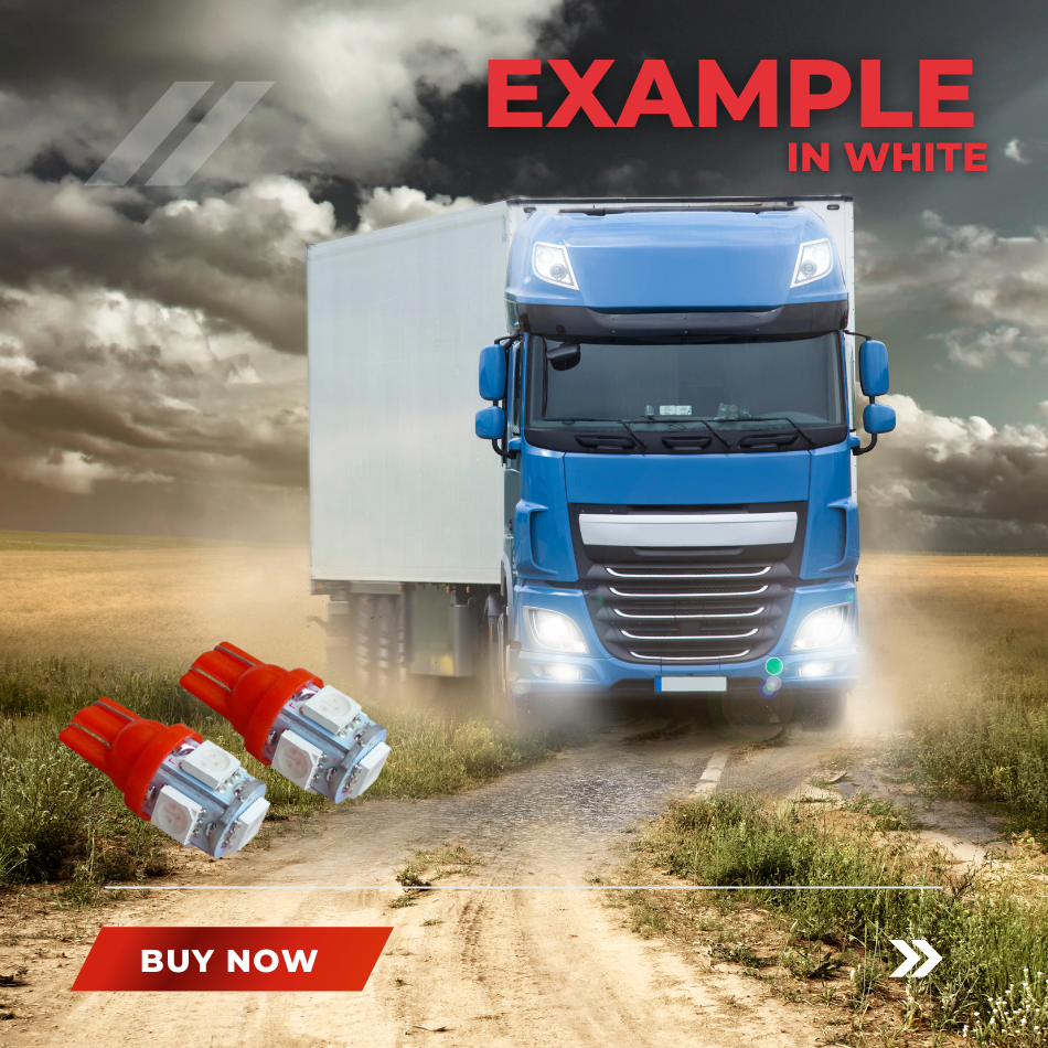 24v 501 Led Red Side Light 507 W5W 5 Smd T10 Hella Spot Capless Bulbs ...