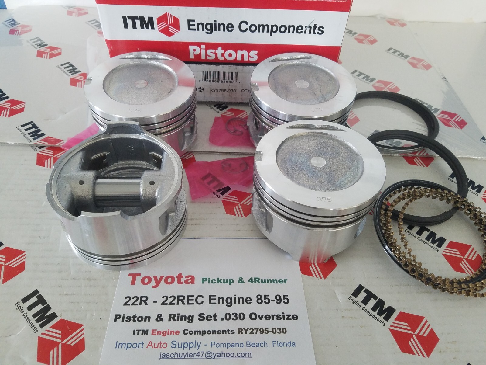 Toyota 22R & 22RE & REC +.030 Oversize 85-95 Pistons & NPR OEM Rings ...