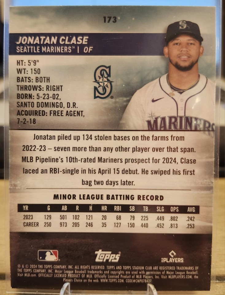 2024 Topps Stadium Club Jonatan Clase /10 1st Day Issue SSP Case Hit ...