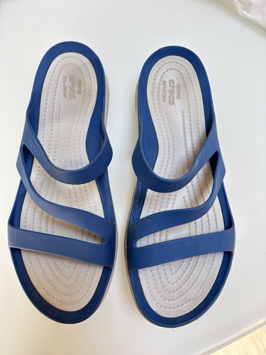Crocs Swiftwater Ionic Blue Grey Sandals Size W8 / UK 6. (b2) | eBay UK