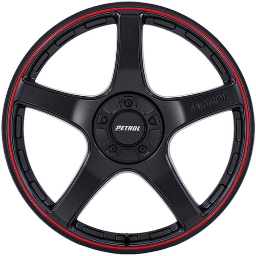 20x8.5 +35 Petrol PE003 P2E 5x112,5x120 Matte Black W/ Red Lip Wheels ...