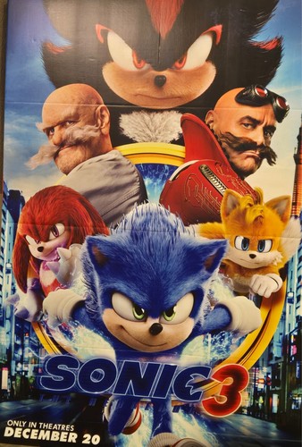 Sonic 3 Movie Theater Standee Flatcard Gatefold 9.5/10. Pratically New ...