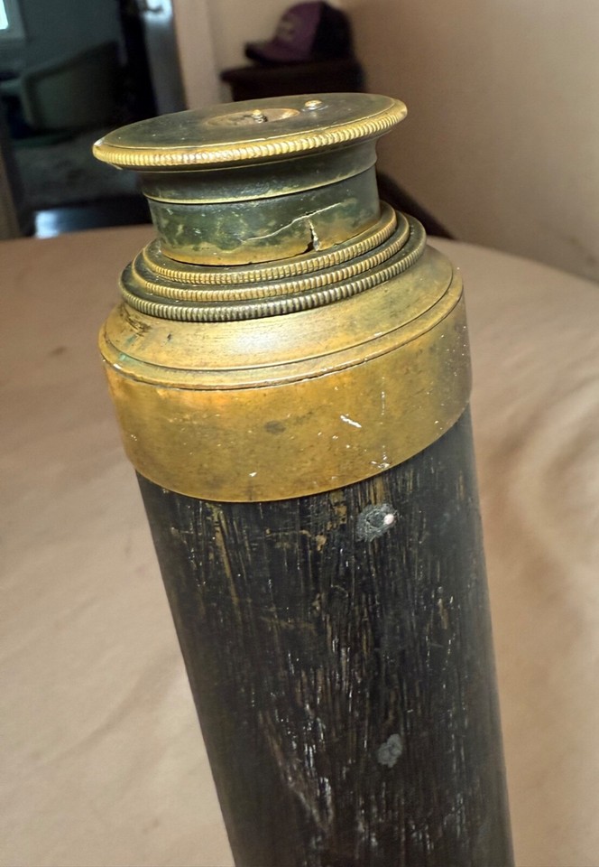 antique 19th century brass wood nautical 30 inch ships hand telescope ...