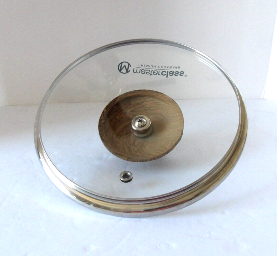 Masterclass Premium Cookware Glass LID 6" Vented Faux Wood Handle Lid ...