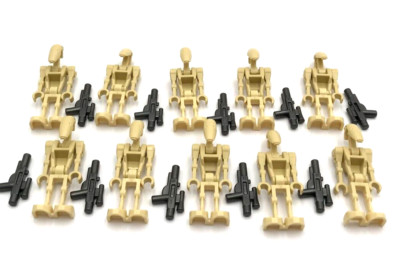 Lego 10 New Tan Battle Droids Star Wars Droid Army Pearl Dark Grey Guns ...