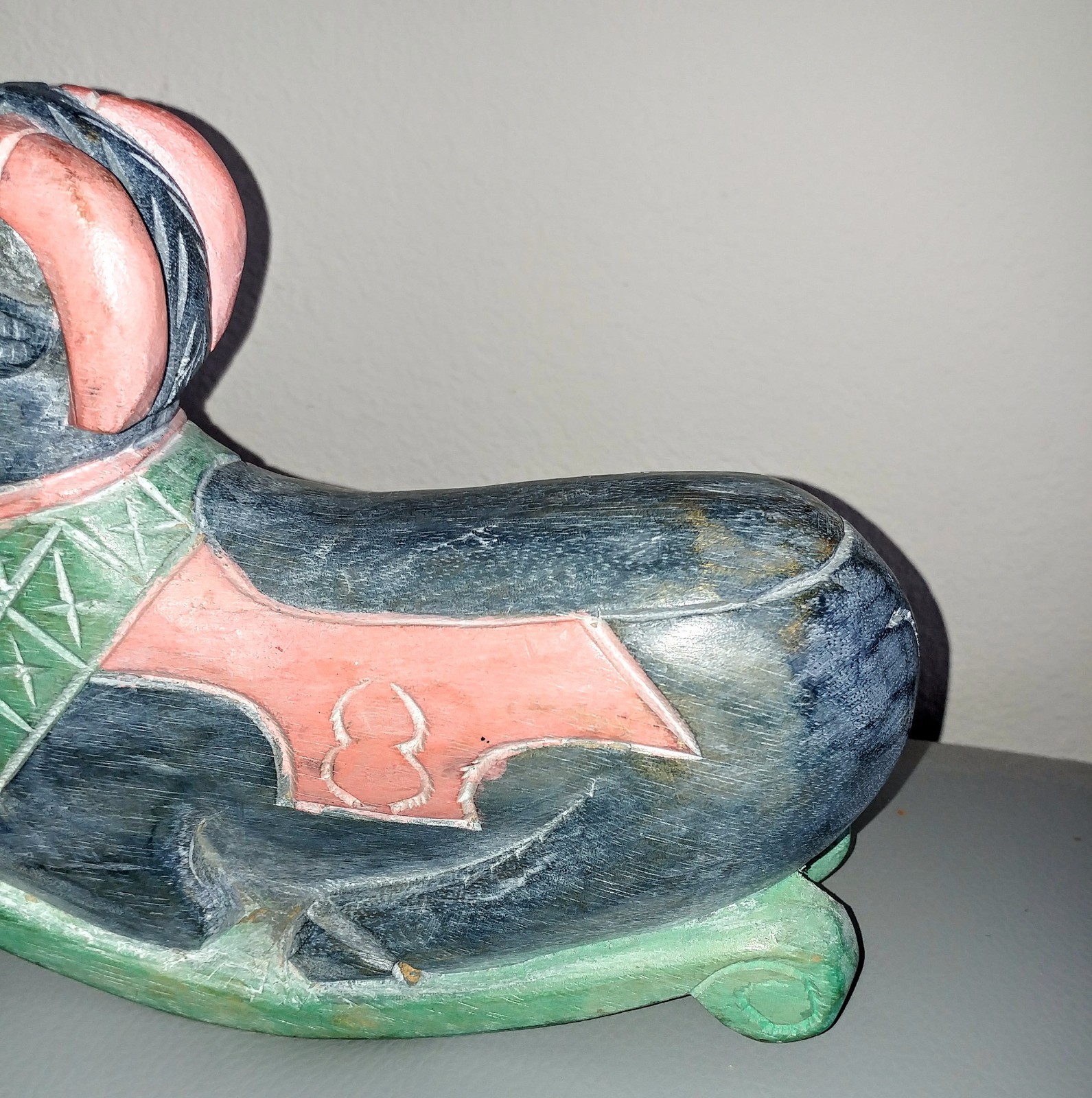 wooden Rocking Goat Ram toy Hand Carved painted approx 7.5"H vintage | eBay