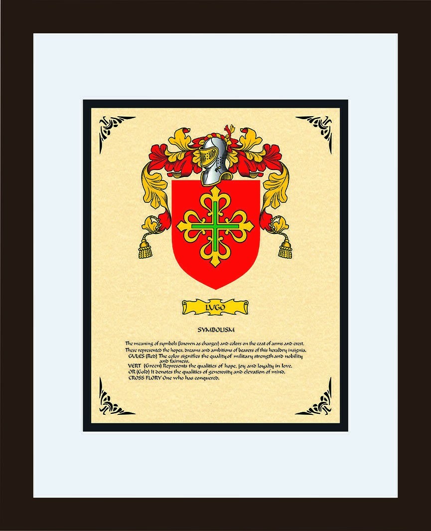 HERALDRY COAT OF ARMS ~ LUGO FAMILY CREST ~ FRAMED | eBay